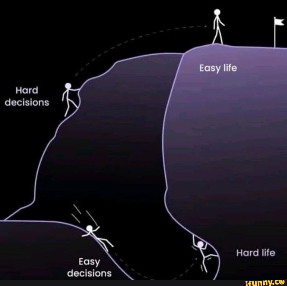 Easy Hard decisions Hard life Easy decisions - iFunny