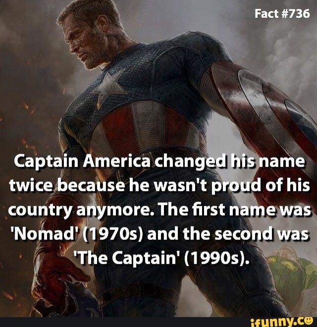 Fact #736 Captain America changed his name twice because he wasn't ...