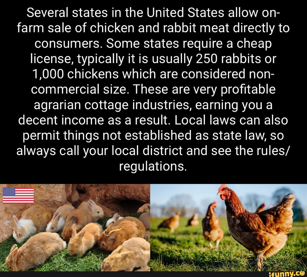 Several states in the United States allow on- farm sale of chicken and ...