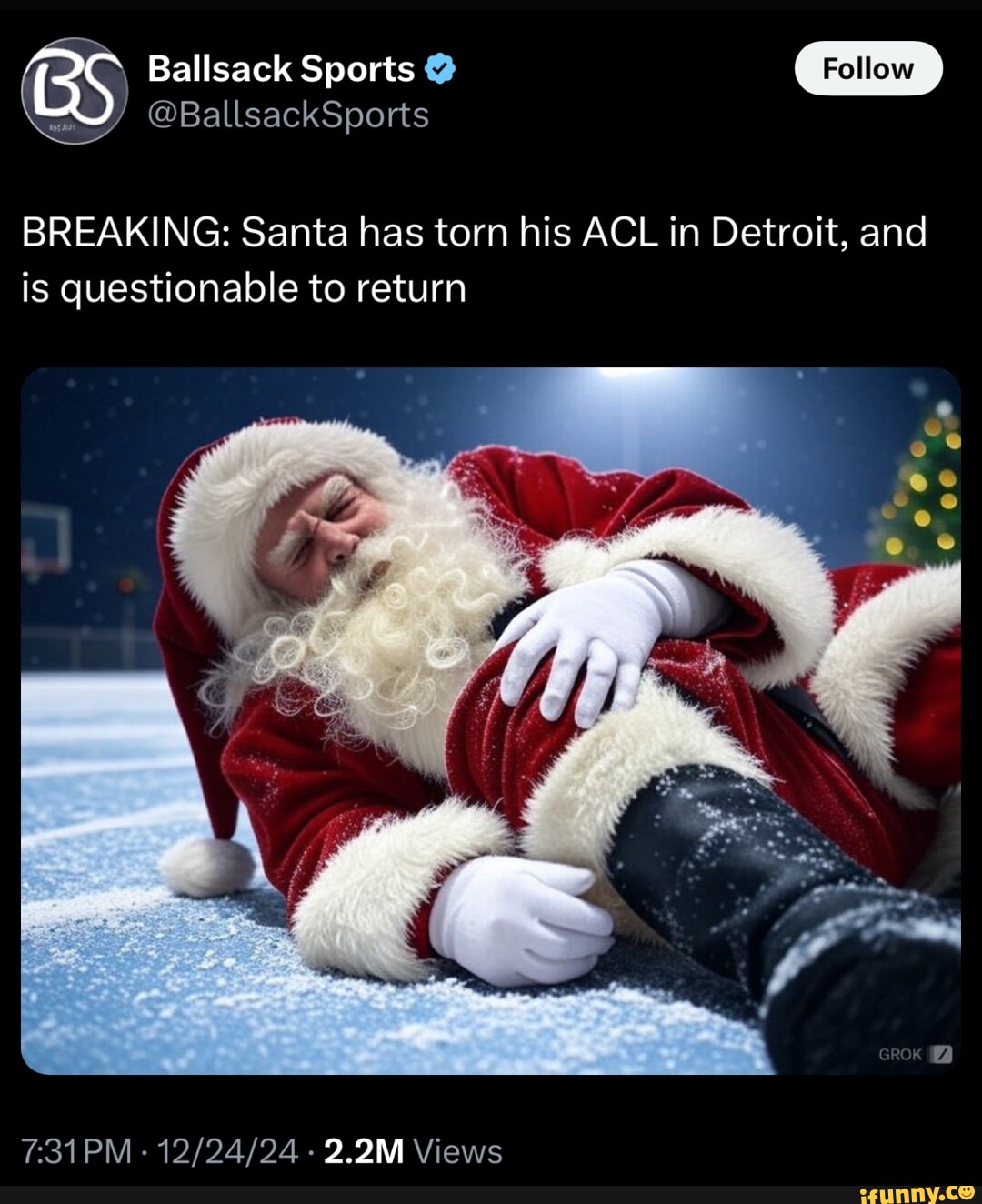 Ballsack Sports @BallsackSports BREAKING: Santa has torn his ACL in ...