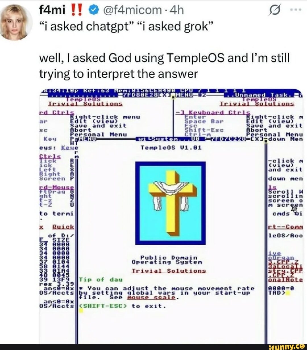 F4mi @ @f4micom- "i asked chatgpt" "i asked grok" well, I asked God ...