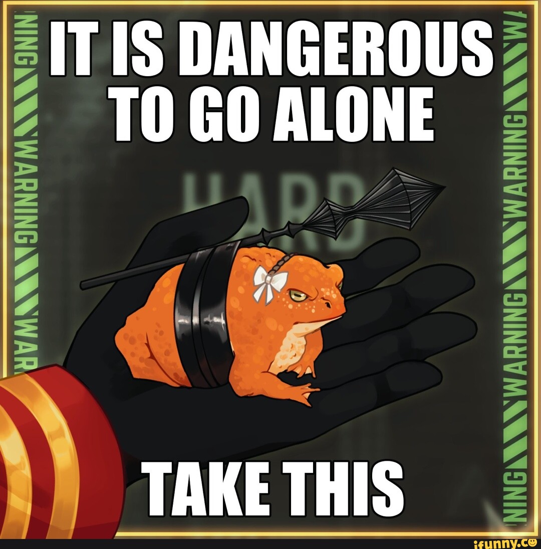 IT DANGEROUS TO GO ALONE NINE WARNING WAR TAKE THIS - iFunny