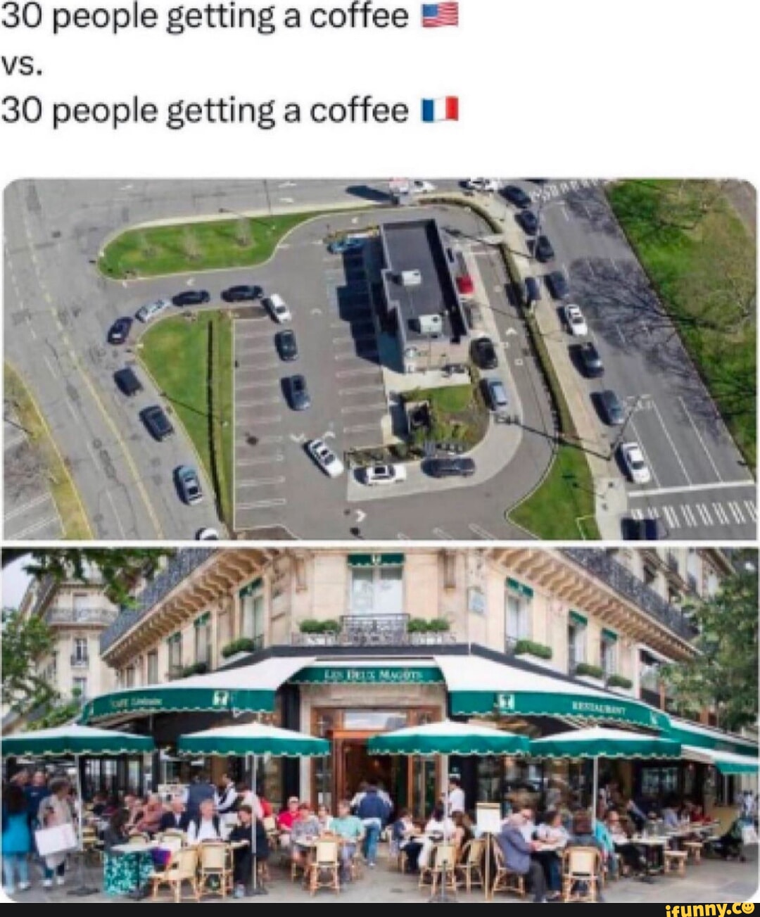 30 people getting a coffee vs. 30 people getting a coffee - iFunny