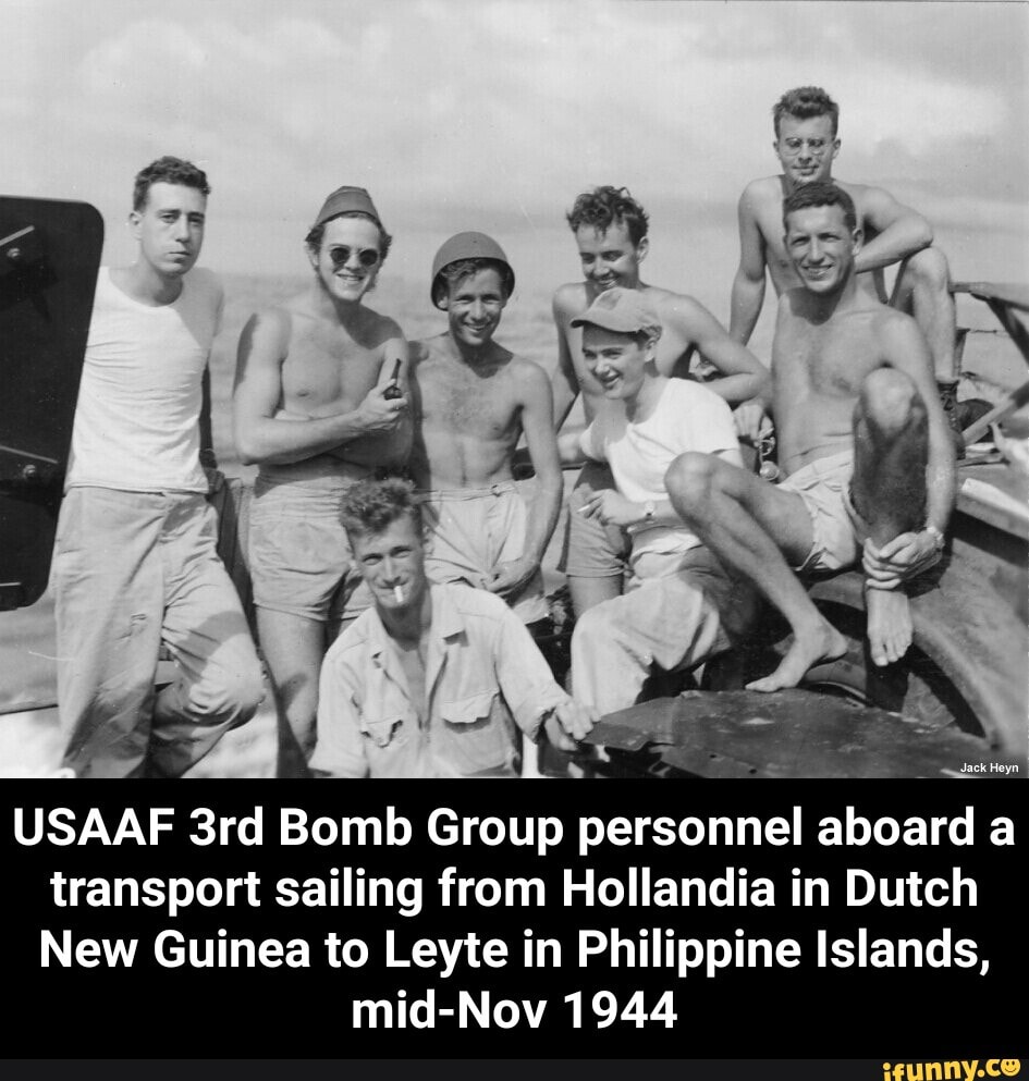 USAAF 3rd Bomb Group personnel aboard a transport sailing from ...
