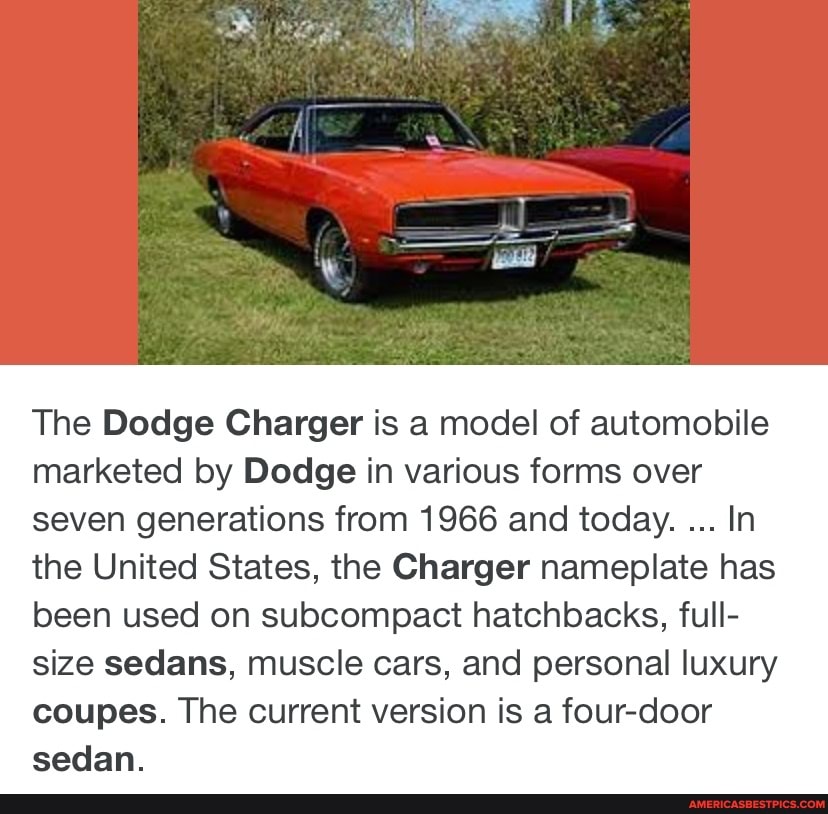 The Dodge Charger is a model of automobile marketed by Dodge in various ...