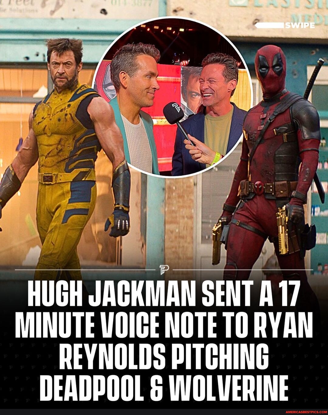 At the premiere of Deadpool Wolverine Ryan Reynolds Hugh Jackman and ...