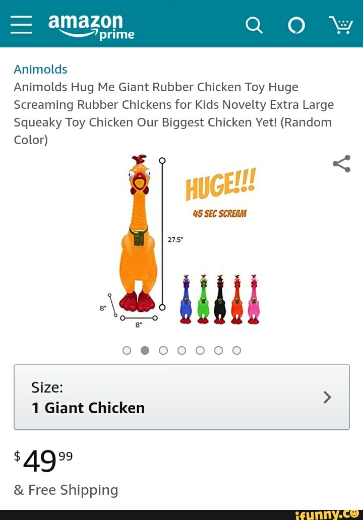 _ amazon Animolds Hug Me Giant Rubber Chicken Toy Huge Screaming Rubber ...