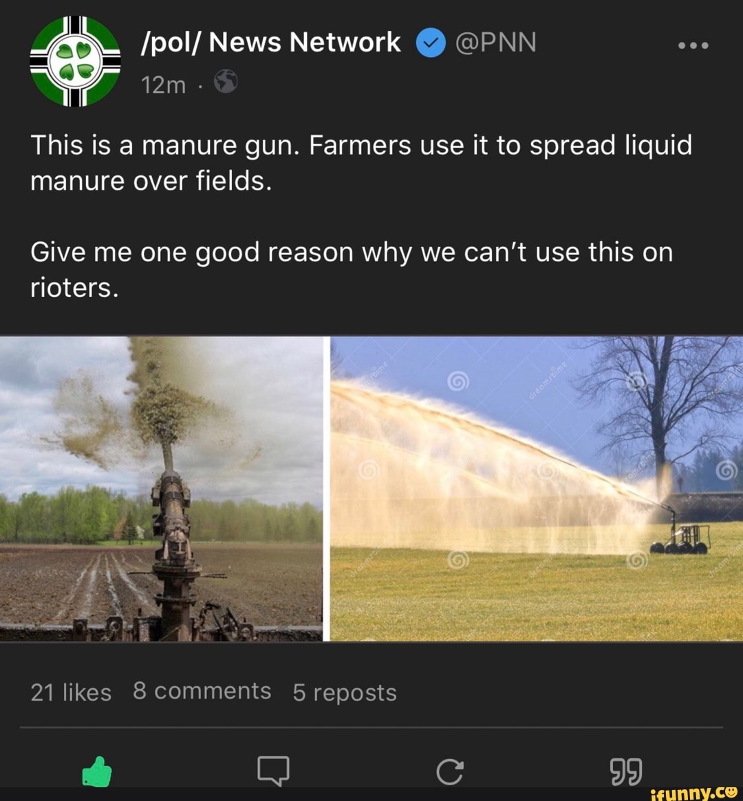 Q This is a manure gun. Farmers use it to spread liquid manure over ...