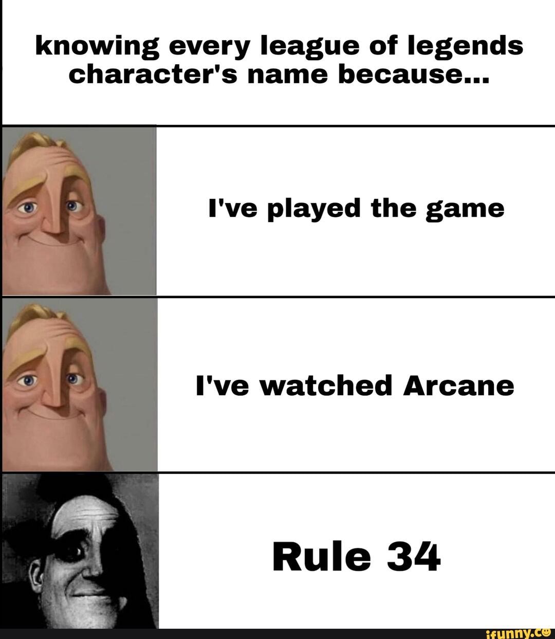 Knowing every league of legends character's name because... I've played ...