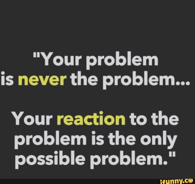 "Your problem is never the problem... Your reaction to the problem is ...