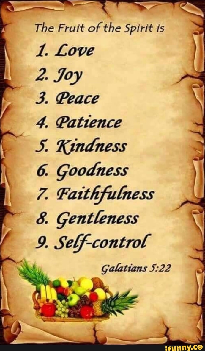 The Fruit of the Spirit ts 1. Love 2. Joy J. Peace 4. Patience JS ...