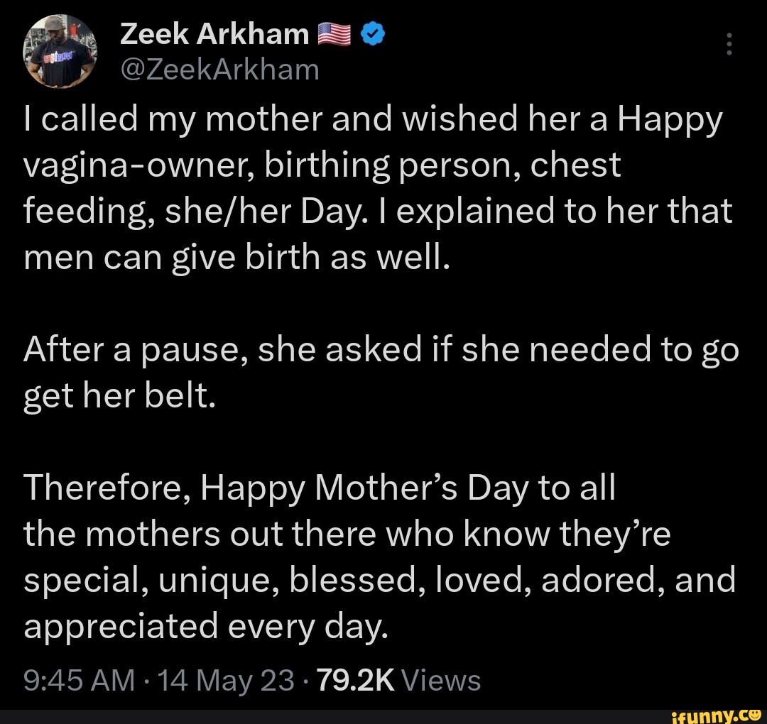Zeek Arkham ~@ZeekArkham I called my mother and wished her a Happy ...