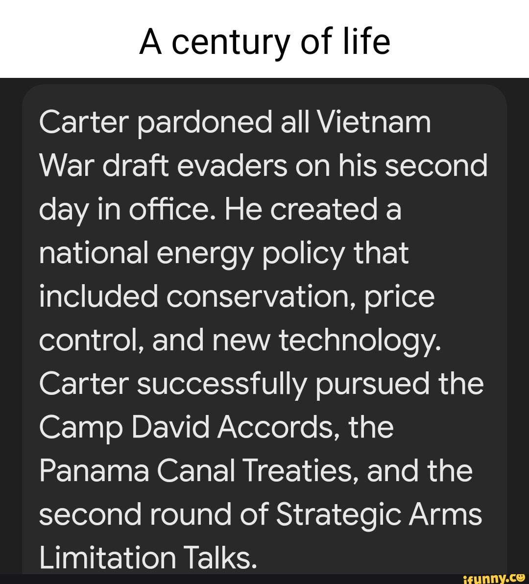 Century of life Carter pardoned all Vietnam War draft evaders on his ...