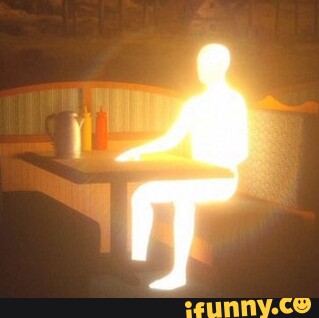 Glowing Person Sitting At Table