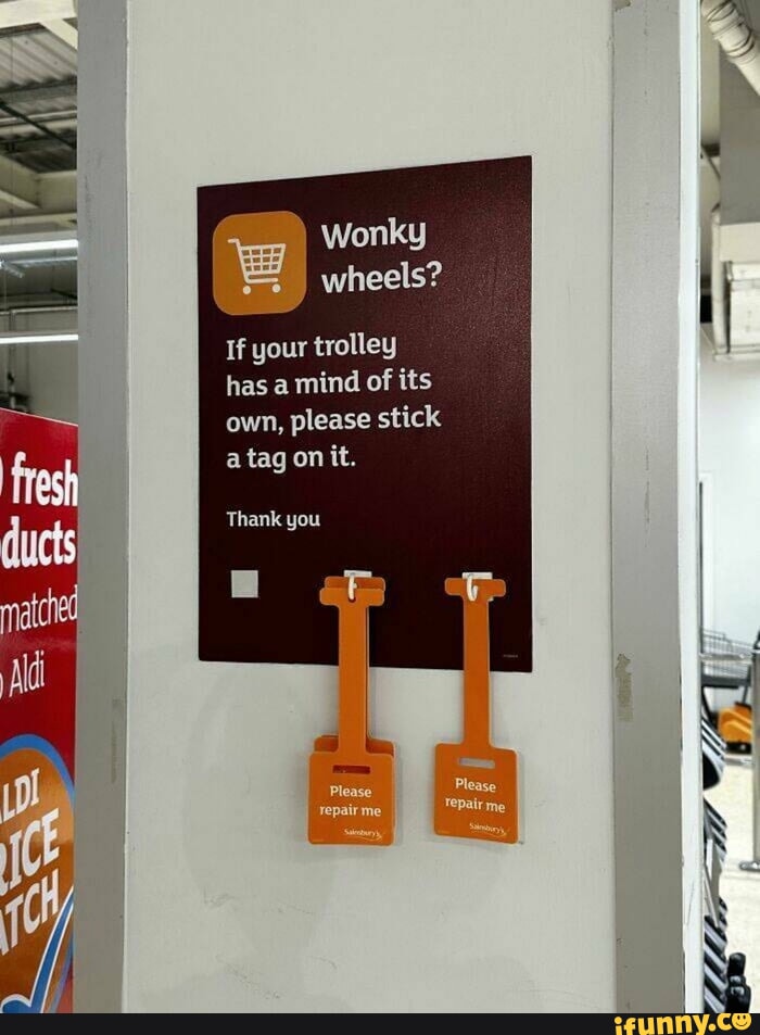 Wonky wheels? If your trolley has a mind of its own, please stick a tag ...