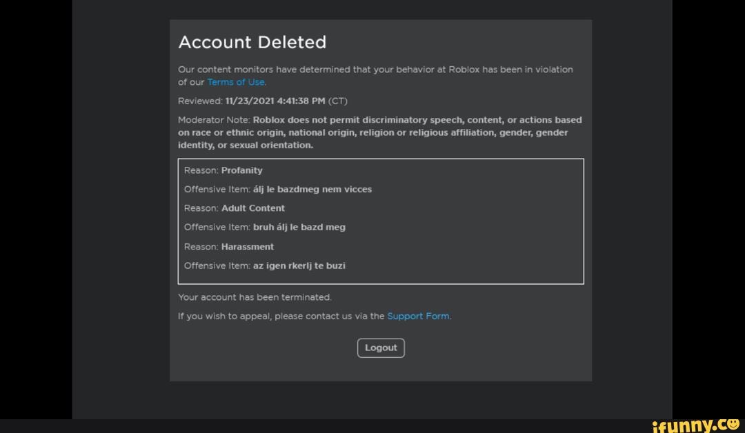 Account Deleted Our content mon tors have determined that your behav or ...