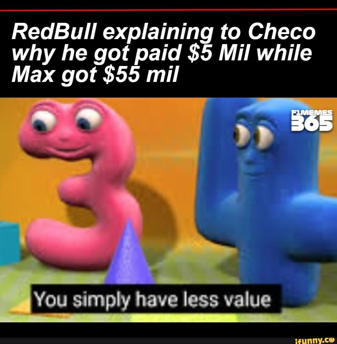 RedBull explaining to Checo why he got paid $5 Mil while Max got $55 ...
