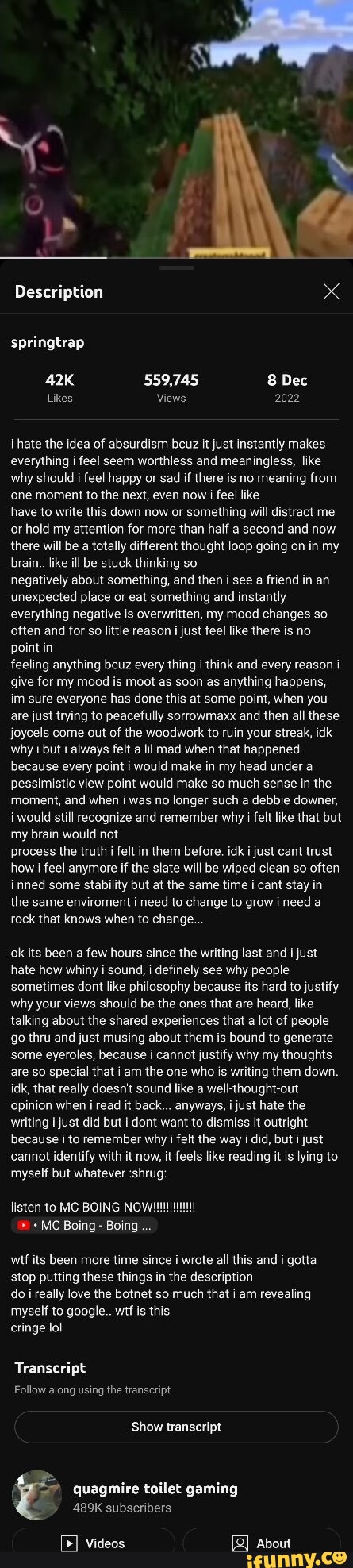 Description x springtrap 559,745 8 Dec Likes Views 2022 i hate the idea ...