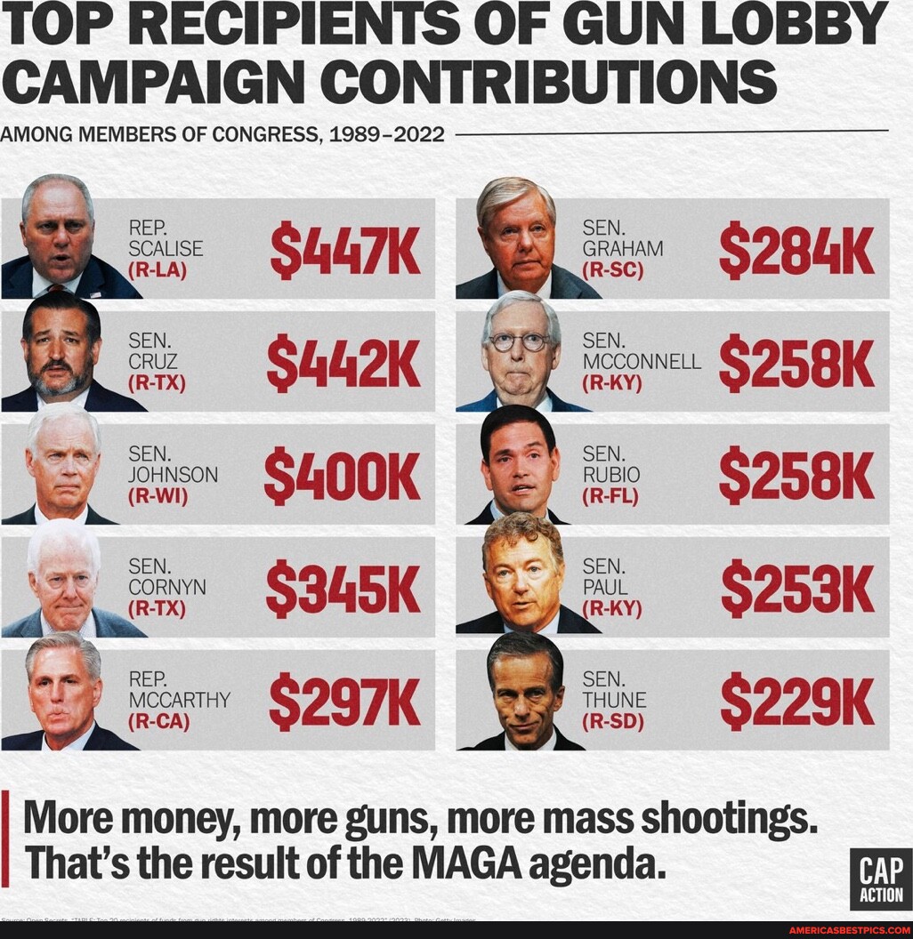 TOP RECIPIENTS OF GUN LOBBY CAMPAIGN CONTRIBUTIONS AMONG MEMBERS OF ...