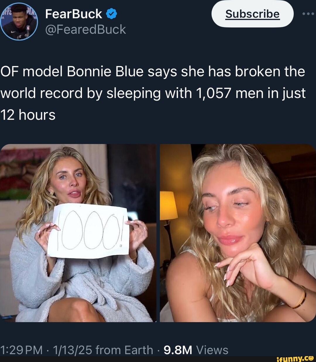 FearBuck OF model Bonnie Blue says she has broken the world record by ...