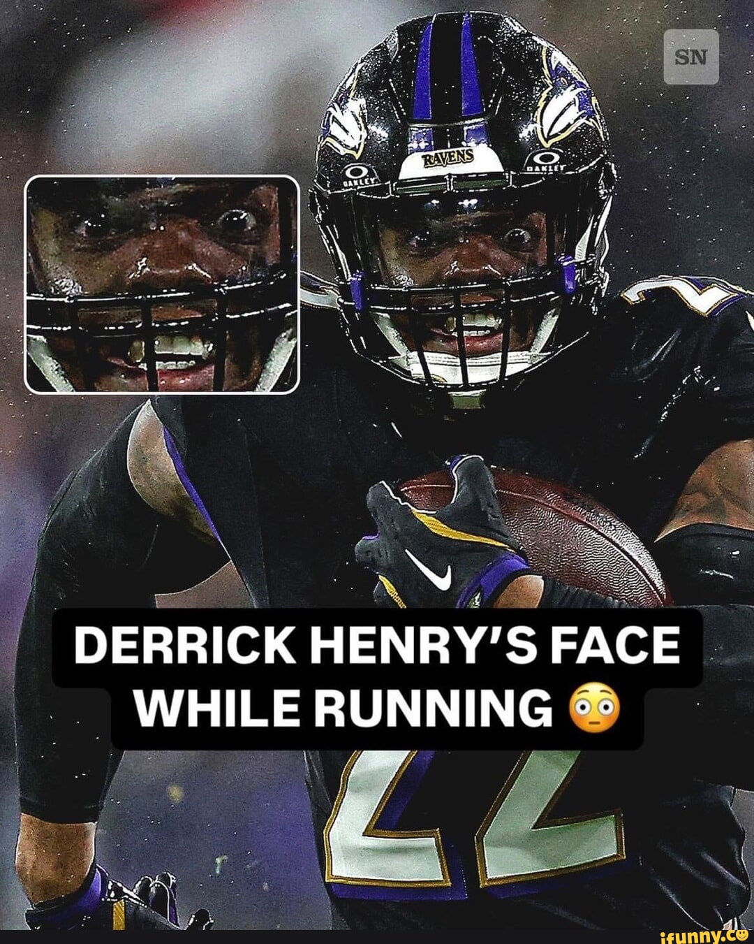 DERRICK HENRY'S FACE I WHILE RUNNING - iFunny