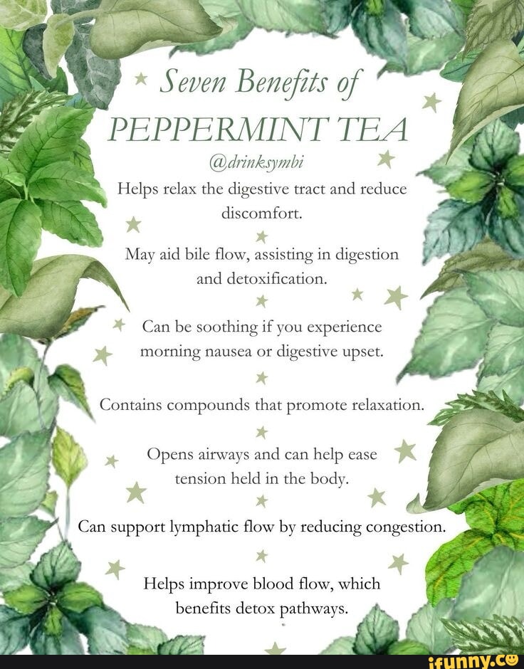 Seven Beneftts of PEPPERMINT TEA @drinksymbi Helps relax the digestive ...
