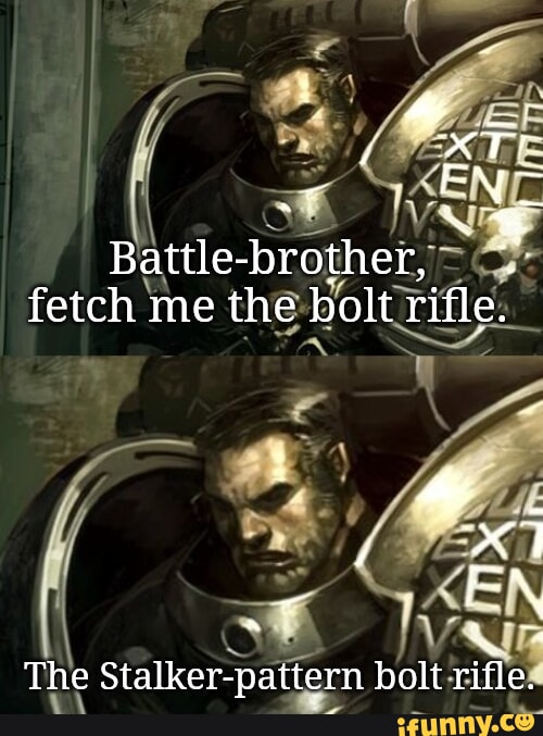 Battle- fetch me the bolt rifle. The Stalker- -pattern bolt rifle. - iFunny