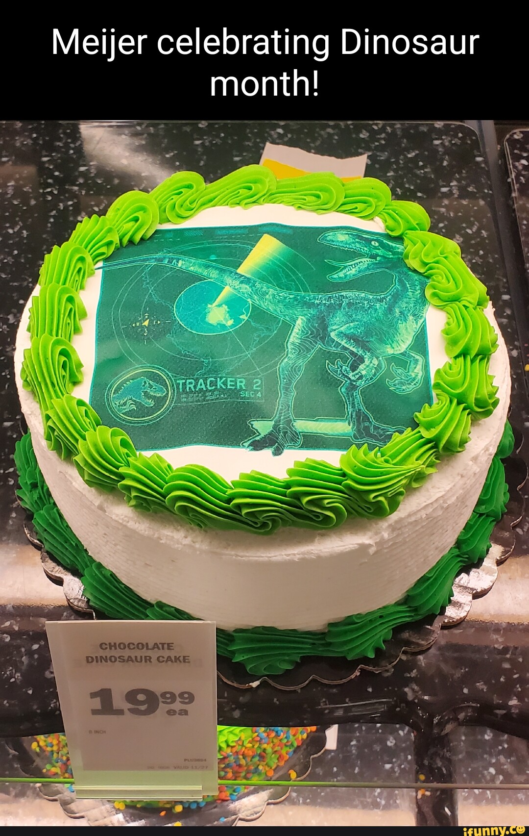 Meijer celebrating Dinosaur month! CHOCOLATE DINOSAUR CAKE - iFunny