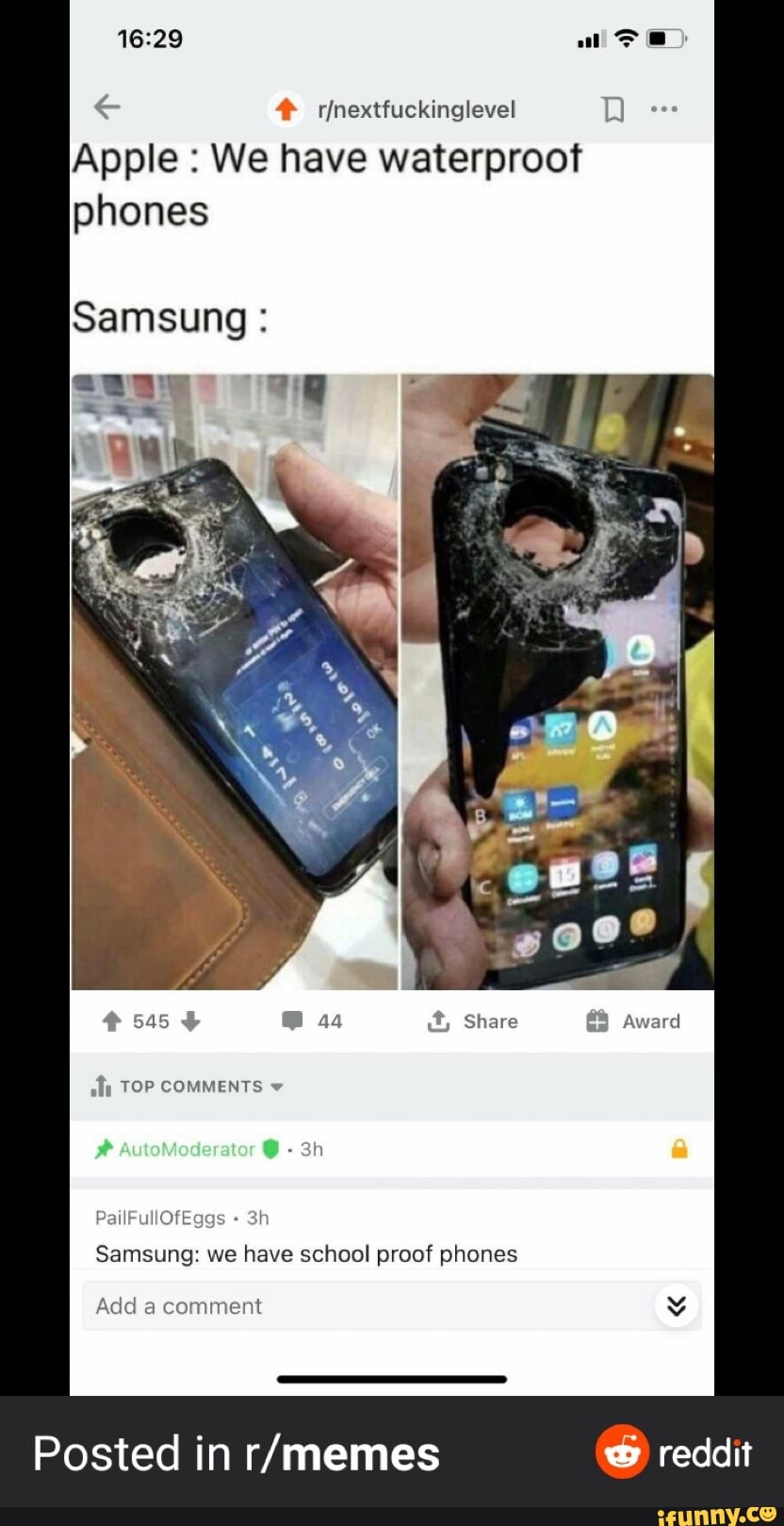 Apple We have waterproot phones Samsung sau Samsung: we have school ...