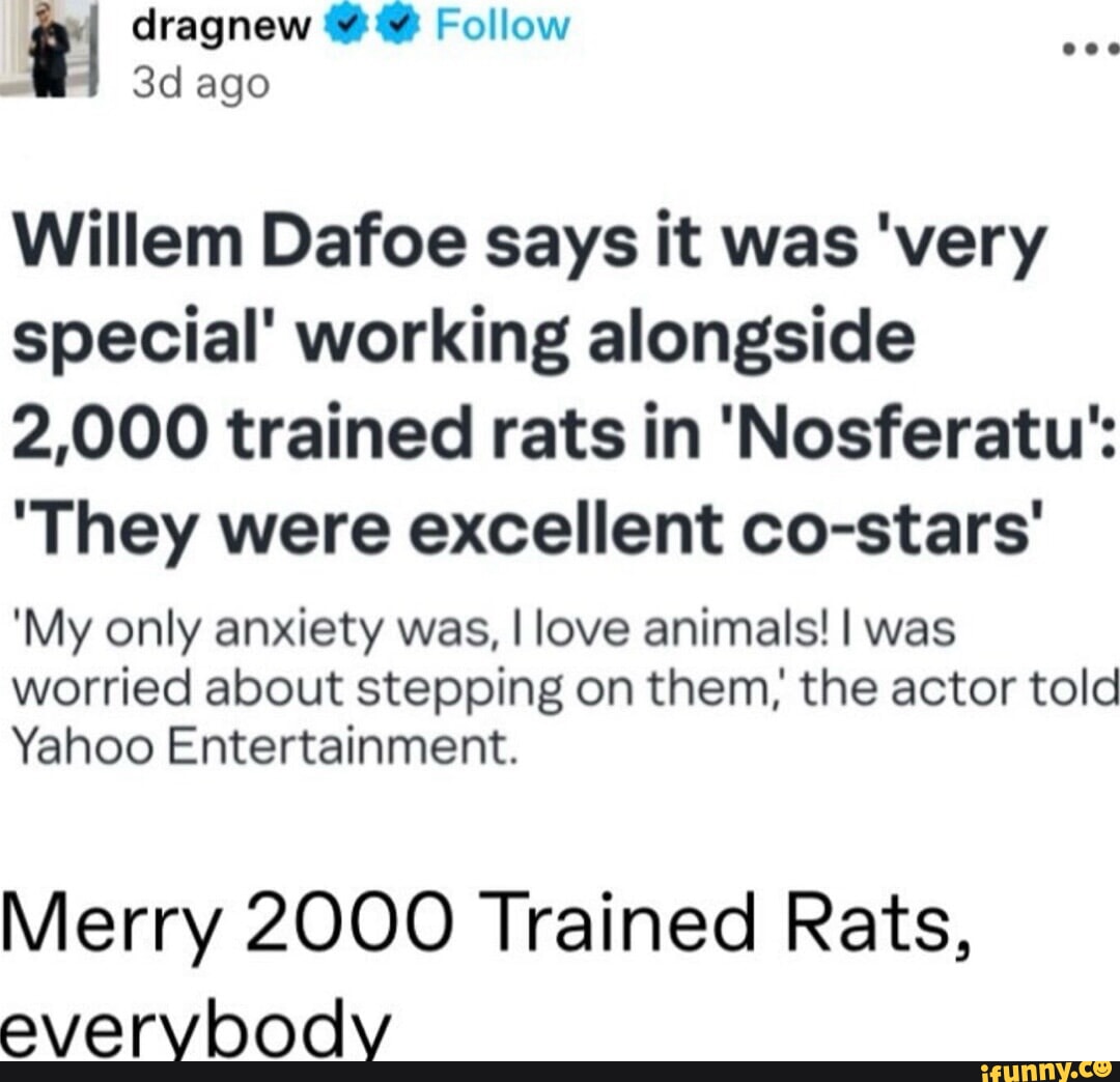 Dragnew Follow ago Willem Dafoe says it was 'very special' working ...
