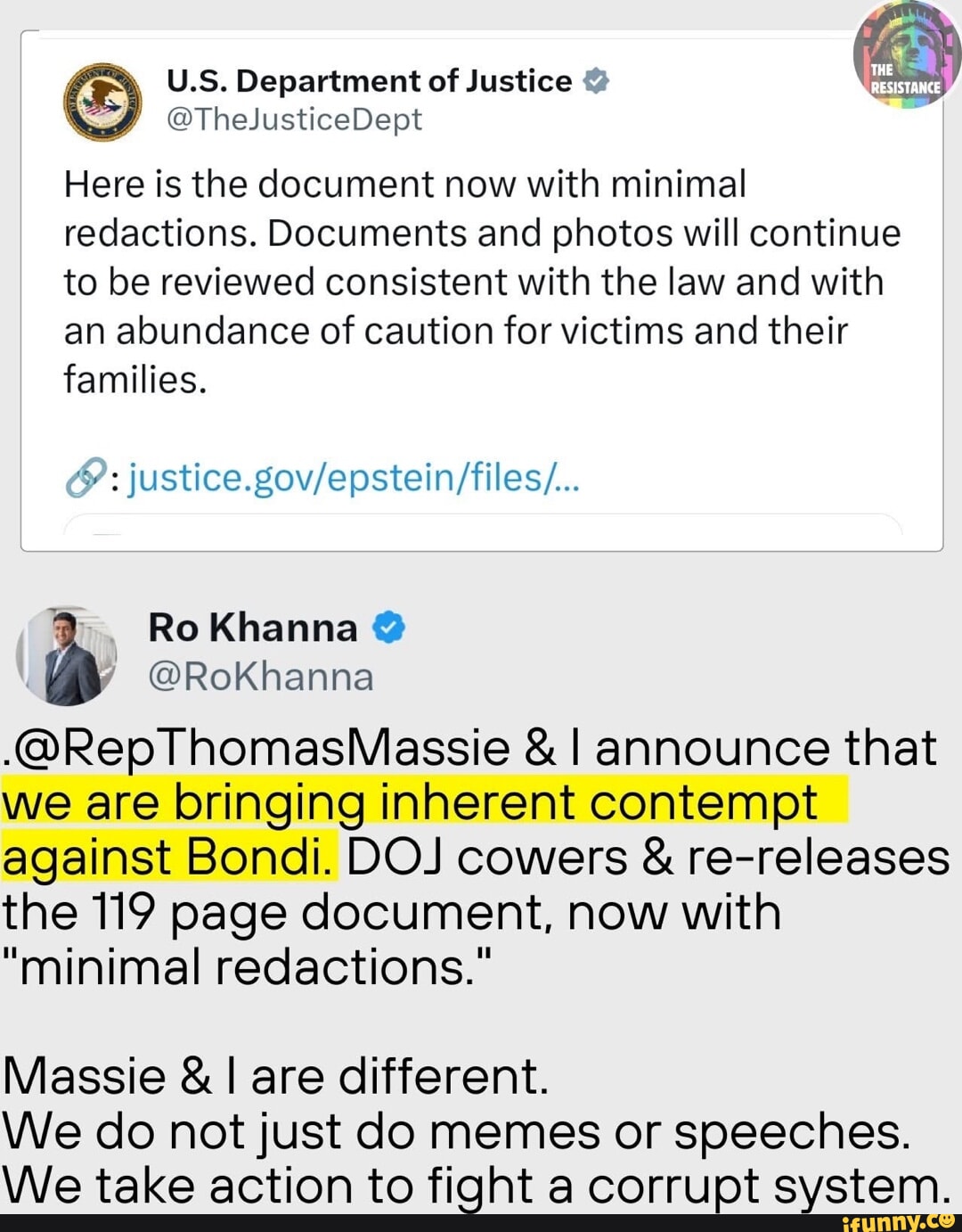 U.S. Department of Justice @ThelusticeDept Here is the document now ...