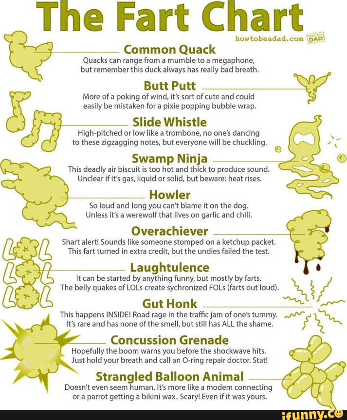 The Fart Chart howtobeadad.com Common Quack Quacks can range from a ...