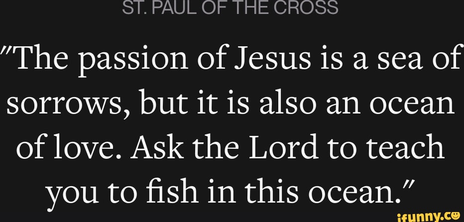 PAUL OF THE CROSS "The passion of Jesus is a sea of sorrows, but it is ...