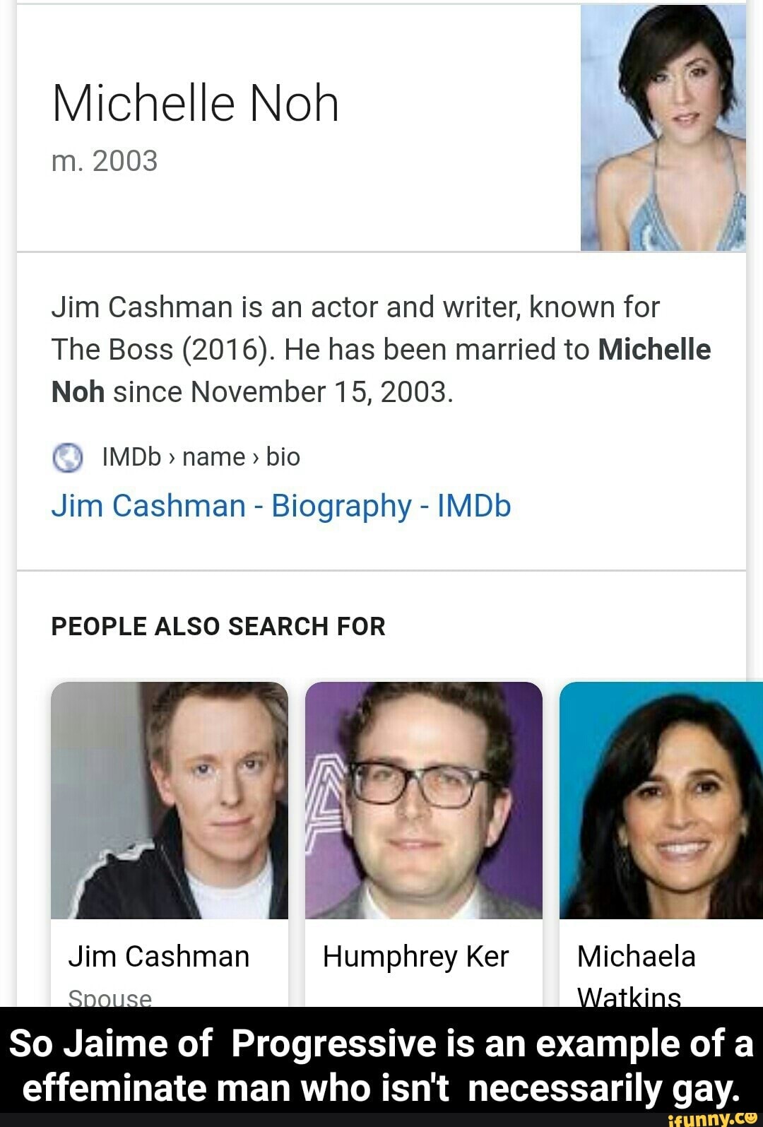 Michelle Noh Jim Cashman is an actor and writer, known for The Boss ...