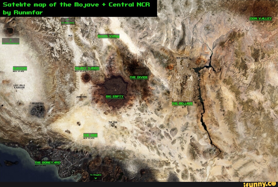 Sotelite map of the Mojave + Central NCR by Runmar \ IN - iFunny