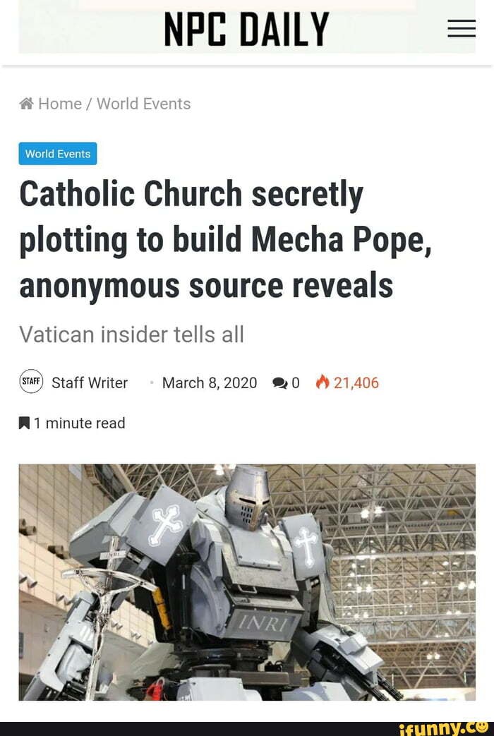 NPC DAILY Home World Events Catholic Church secretly plotting to build ...