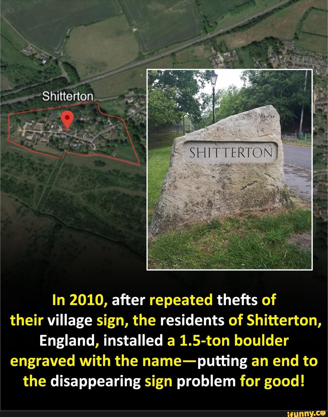 ~Shitterton In 2010, after repeated thefts of their village sign, the ...