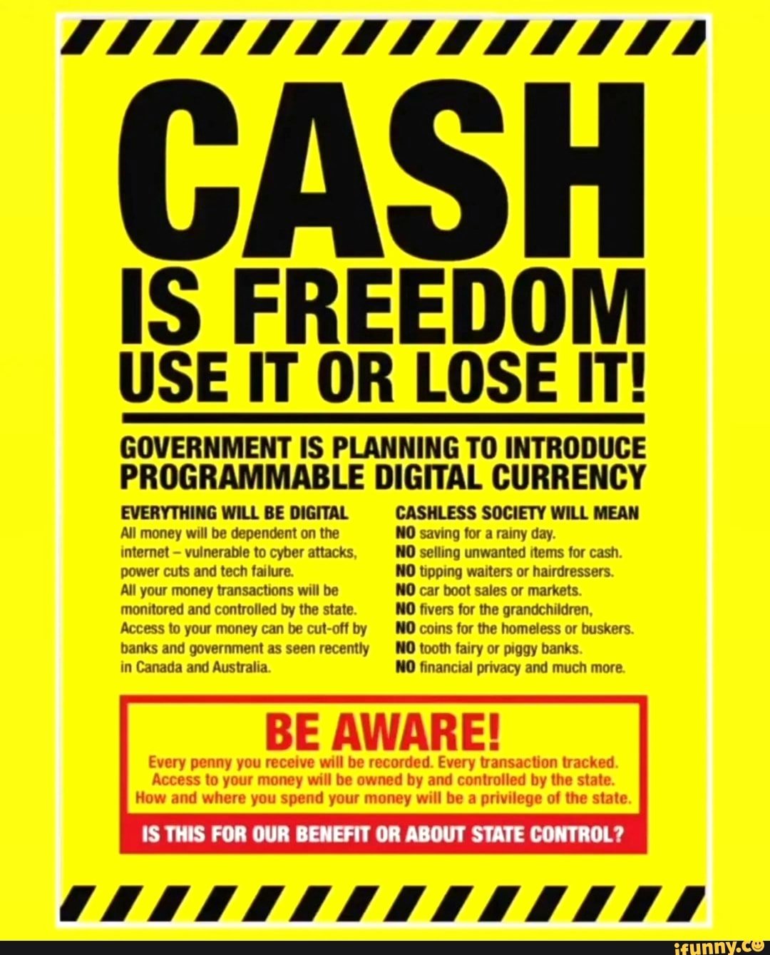 CASH IS FREEDOM USE IT OR LOSE IT! GOVERNMENT IS PLANNING TO INTRODUCE ...