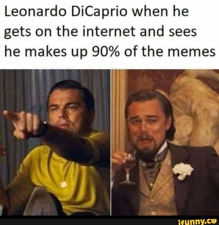 Leonardo DiCaprio when he gets on the internet and sees he makes up 90% ...
