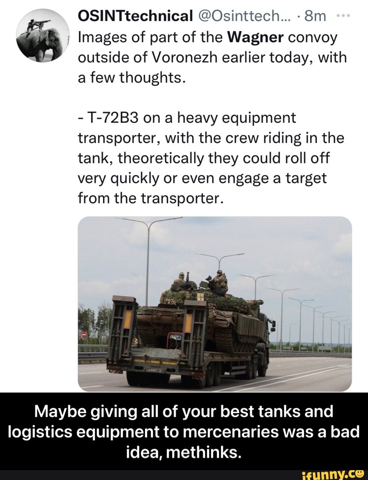 OSINTtechnical @Osinttech... Sim Images of part of the Wagner convoy ...