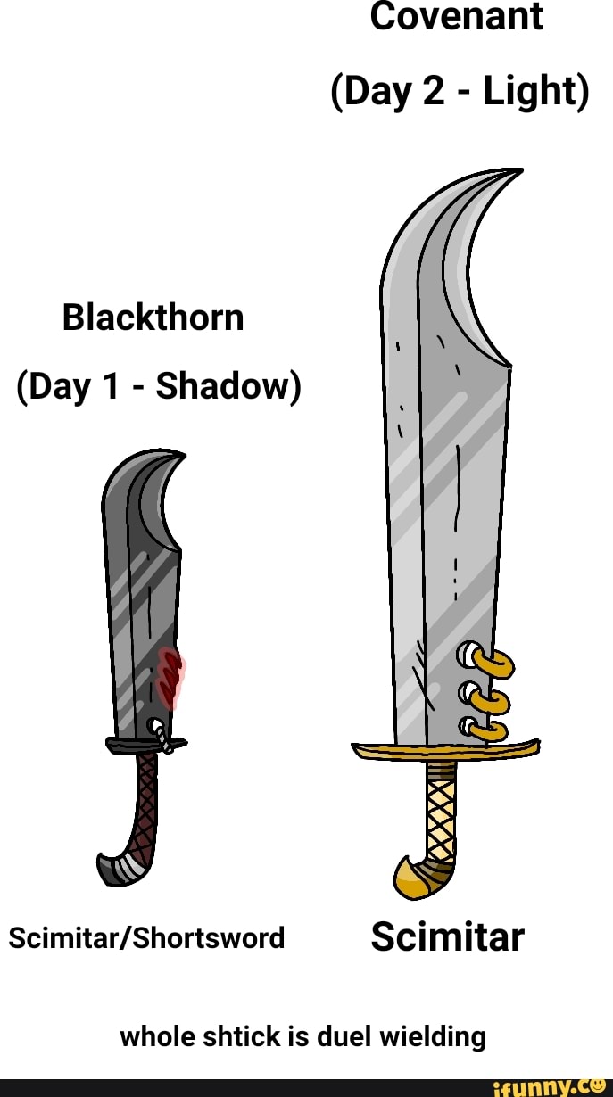 Covenant (Day 2 - Light) Blackthorn (Day 1 - Shadow) Scimitar whole ...