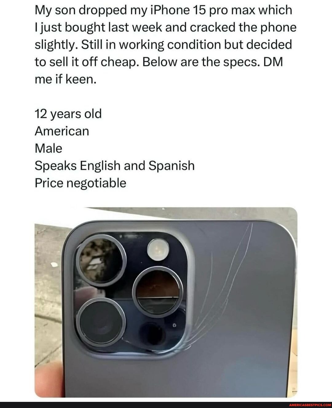 😬 - My son dropped my iPhone 15 pro max which I just bought last week ...