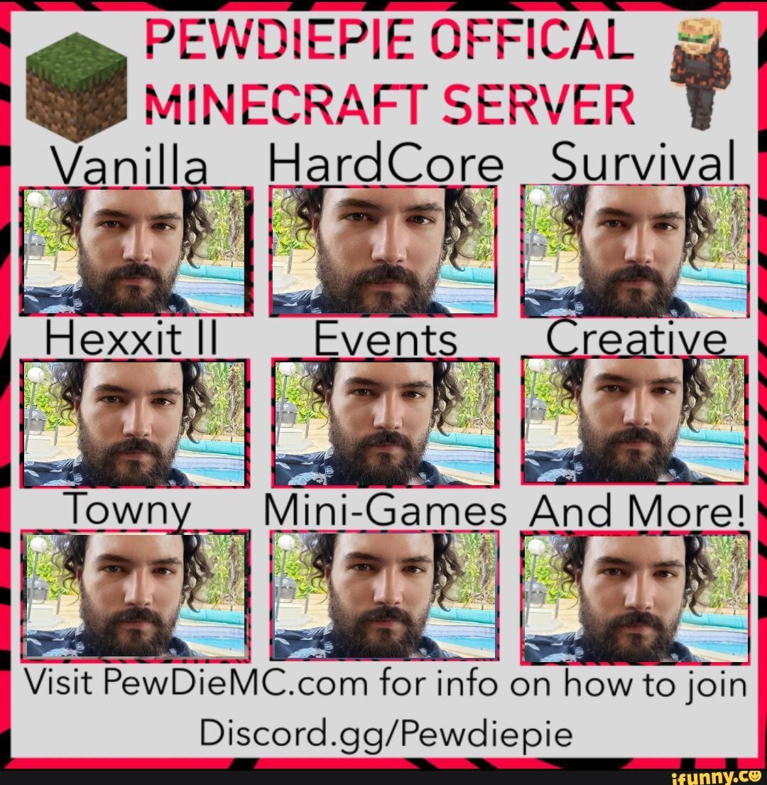 PEWDIEPIE OFFICAL MINECRAFT SERVER Vanilla HardCore Survival Visit for ...