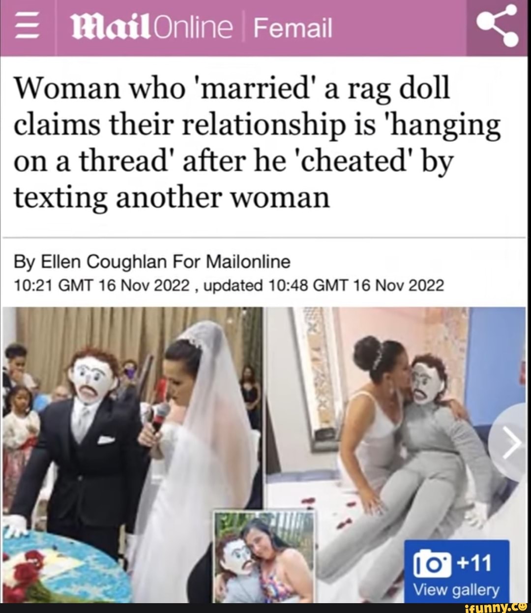 = WlailOniine Femail Woman who 'married' a rag doll claims their ...