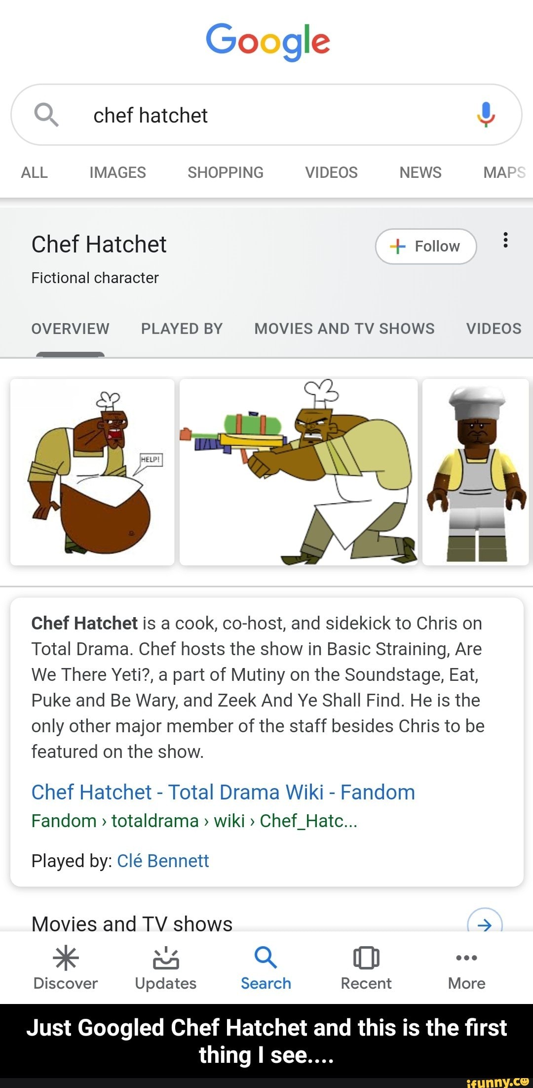 Just Googled Chef Hatchet and this is the first thing I see.... - iFunny
