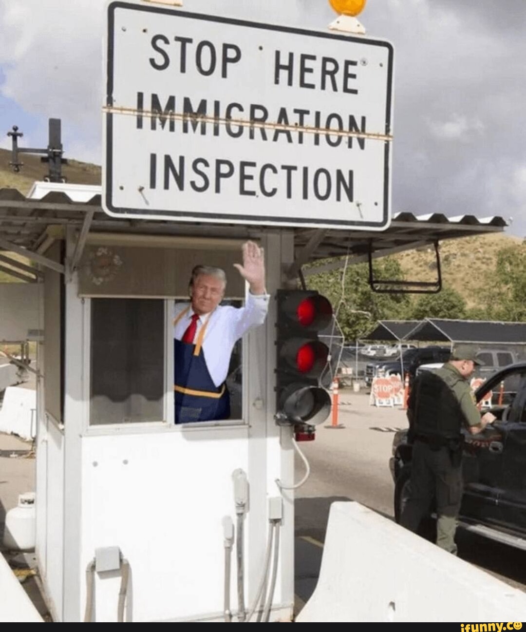 STOP "HERE IMMIGRATION. INSPECTION - iFunny
