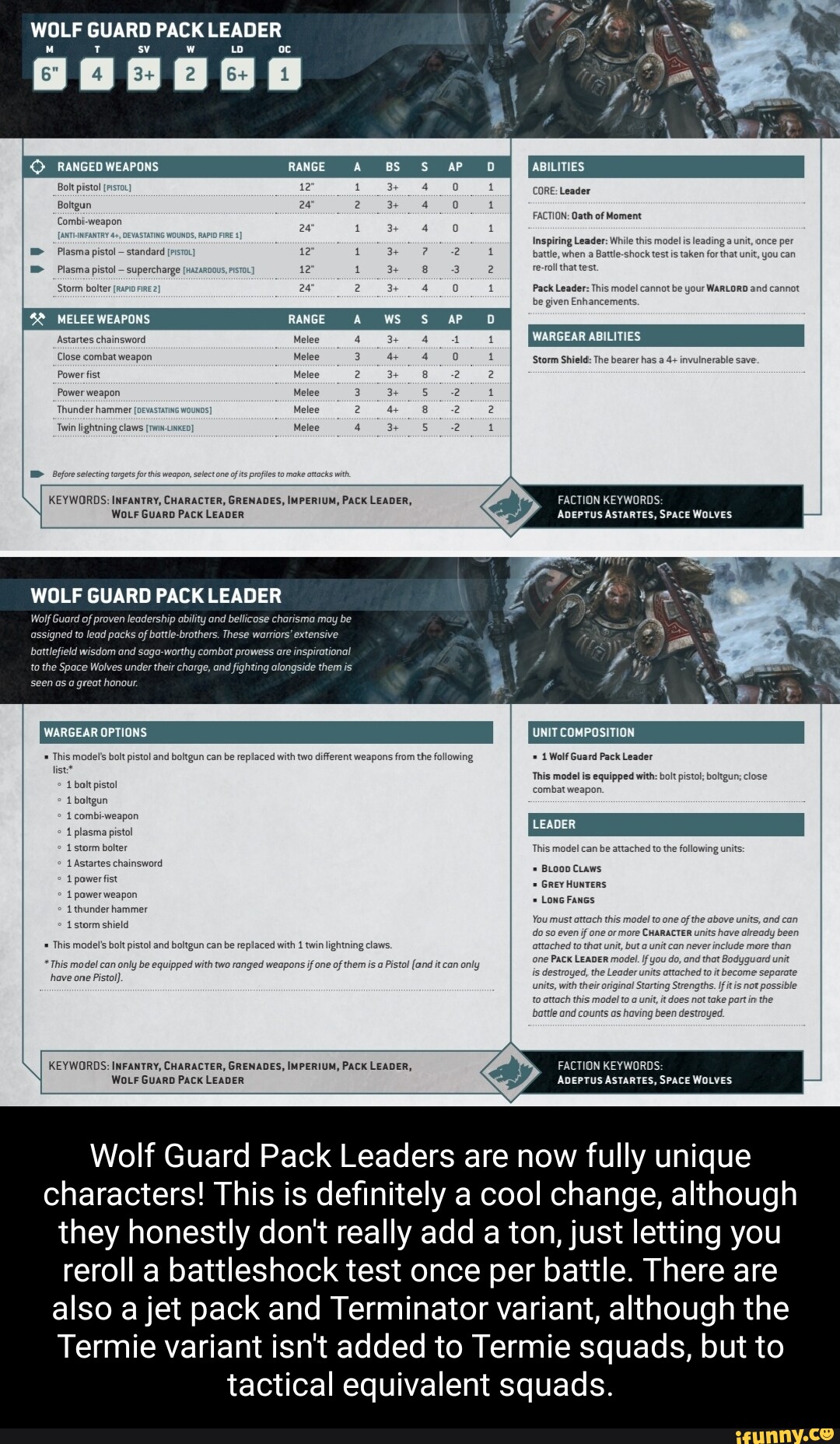 WOLF GUARD PACK LEADER RANGED WEAPONS Bolt pistol CORE: Leader Boltgun ...