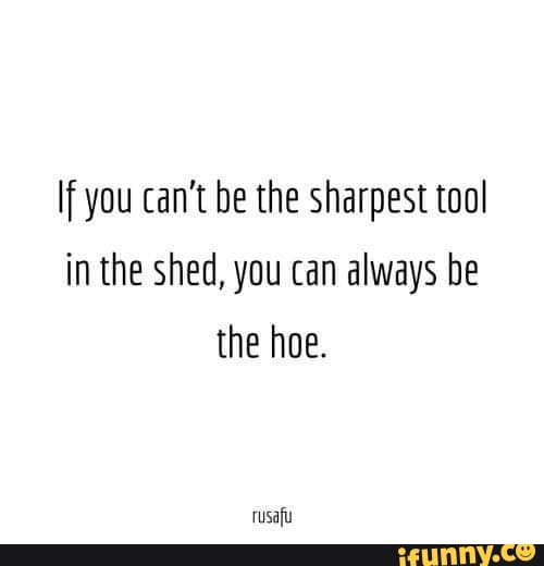 If you can't be the sharpest tool in the shed, you can always be the ...