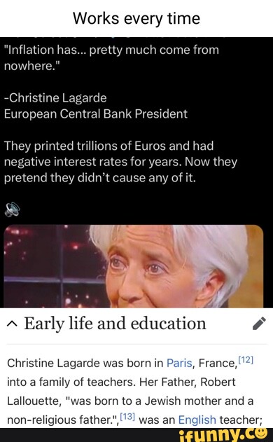 Works every time "Inflation has... pretty much come from nowhere ...