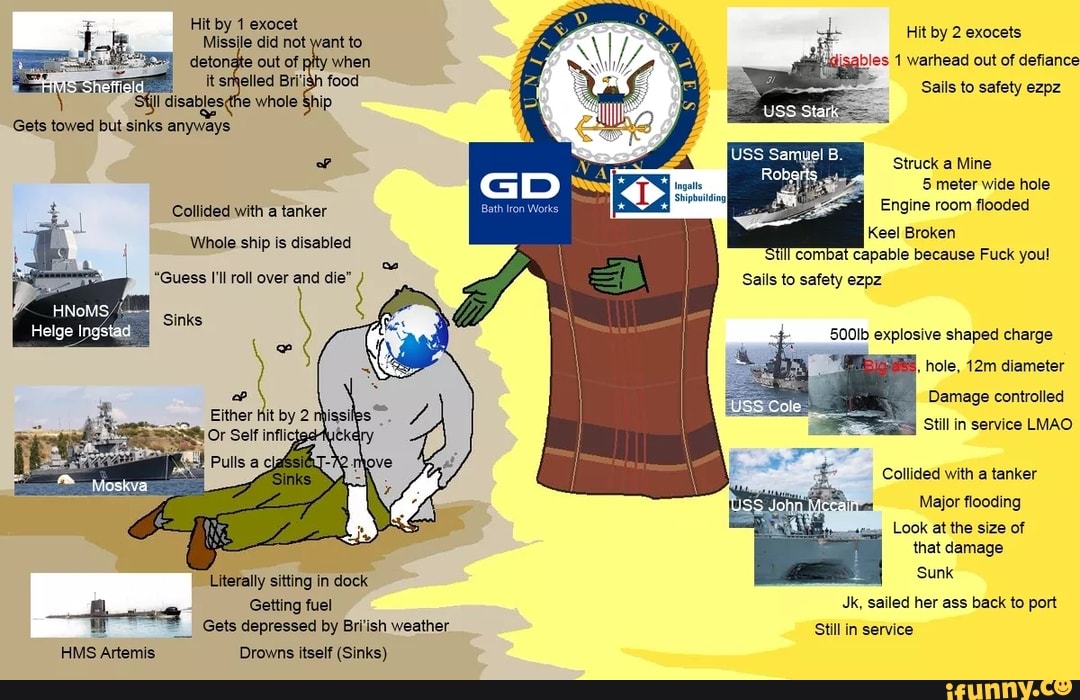 Hit by 1 exocet Missile did not want to detongte out of pity when it ...